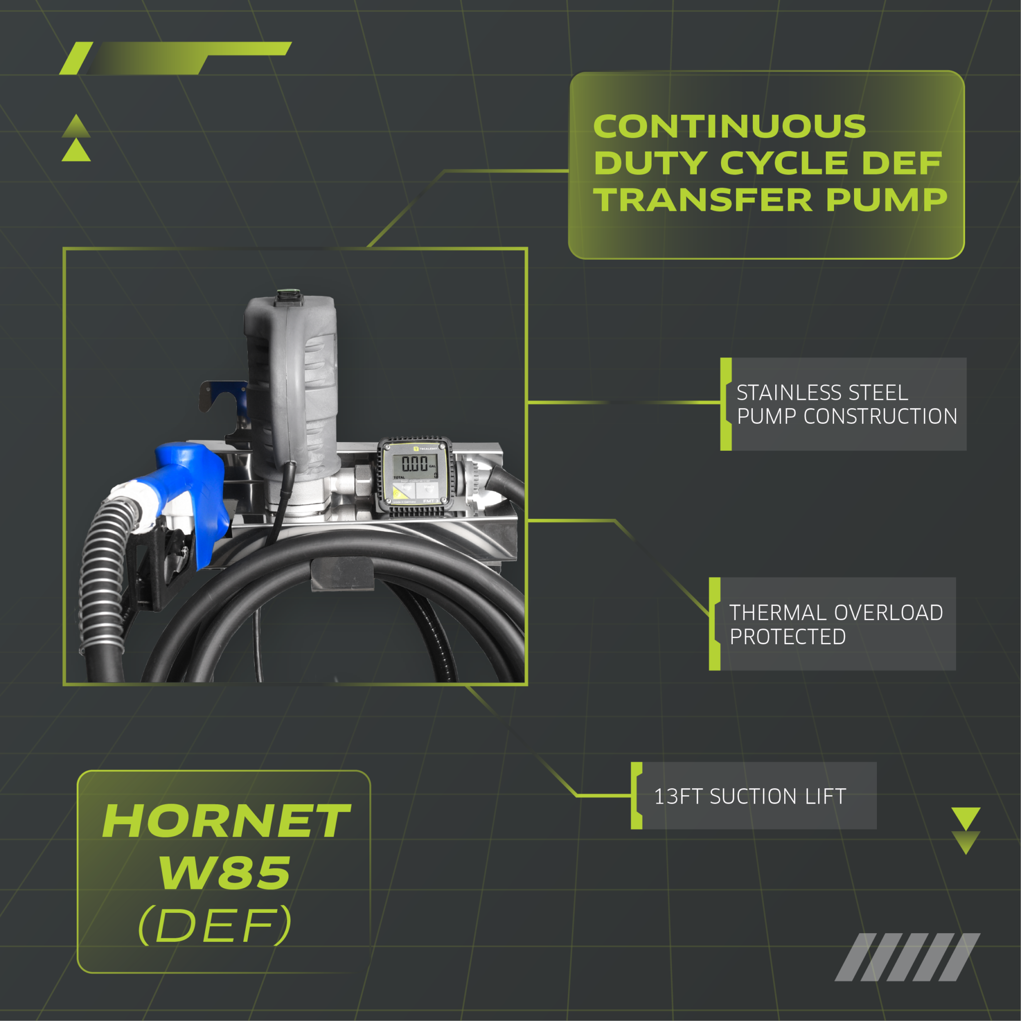 CONTINUOUS DUTY CYCLE DEF TRANSFER PUMP – HORNET W85 - TECALEMIT USA
